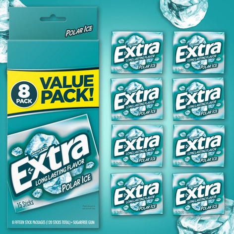 EXTRA Polar Ice Sugarfree Chewing Gum, Value Pack (8 Packs) | EXTRA