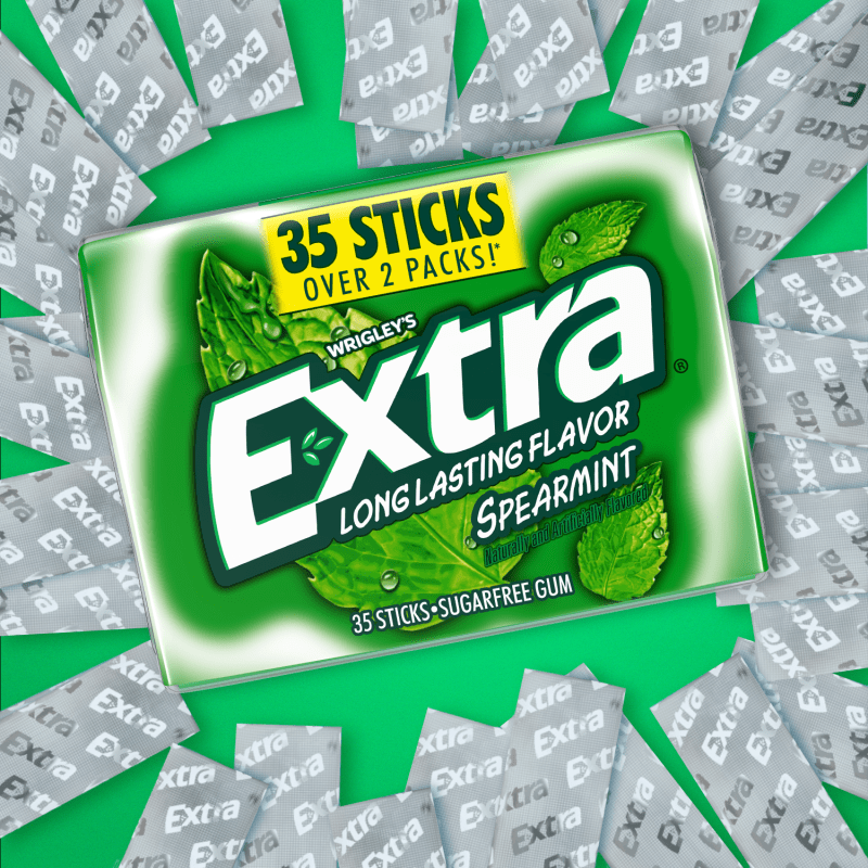 EXTRA Spearmint Sugarfree Chewing Gum, 35-Stick Mega Pack | EXTRA