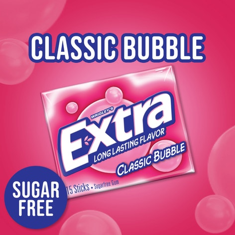 EXTRA Classic Bubble Sugarfree Chewing Gum, Multipack (3 Packs) | EXTRA