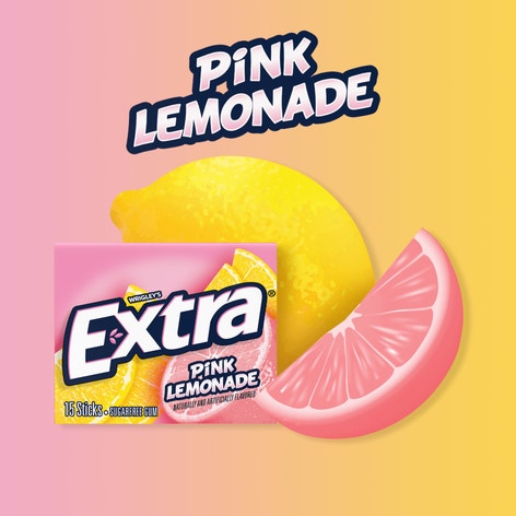 Extra Pink Lemonade Sugar Free Chewing Gum, 15 Stick Single Pack | EXTRA