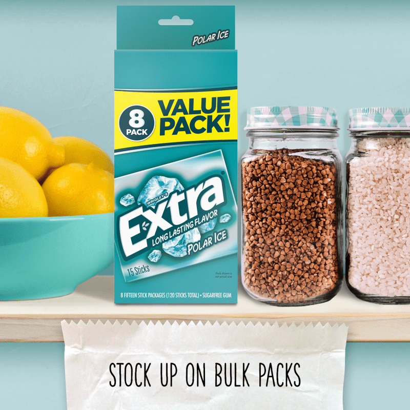 EXTRA Polar Ice Sugarfree Chewing Gum, Value Pack (8 Packs) | EXTRA