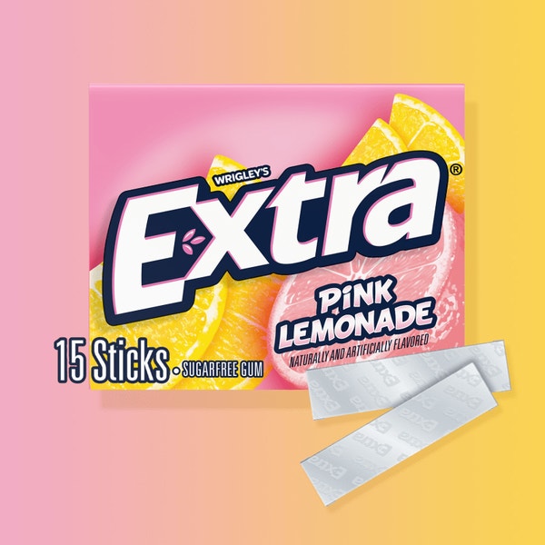 Extra Pink Lemonade Sugar Free Chewing Gum, 15 Stick Single Pack | EXTRA
