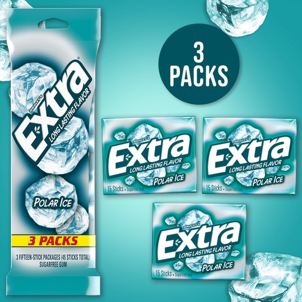 EXTRA Polar Ice Sugarfree Chewing Gum, Multipack (3 Packs) | EXTRA