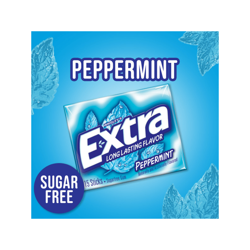 EXTRA Peppermint Sugar Free Chewing Gum, 15-Stick Single Pack | EXTRA