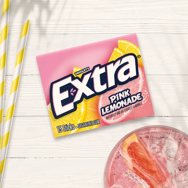 Extra Pink Lemonade Sugar Free Chewing Gum, 15 Stick Single Pack | EXTRA