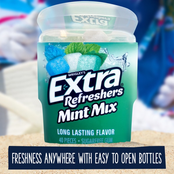 EXTRA Refreshers Mint Mix Sugarfree Chewing Gum, 40-Piece Bottle | EXTRA®