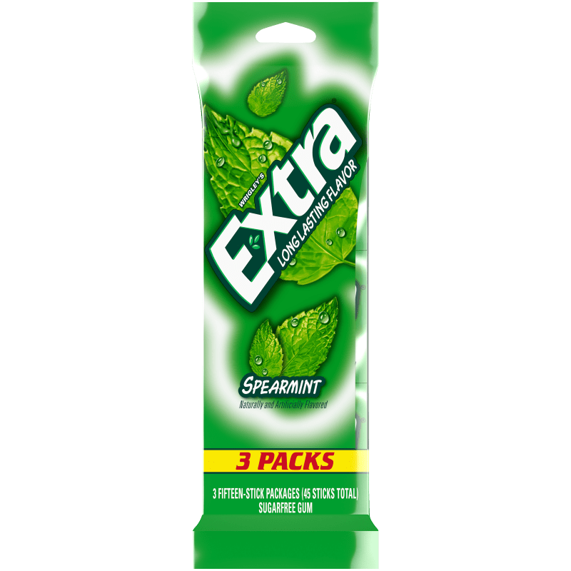 EXTRA Spearmint Sugarfree Chewing Gum, Multipack (3 Packs) | EXTRA